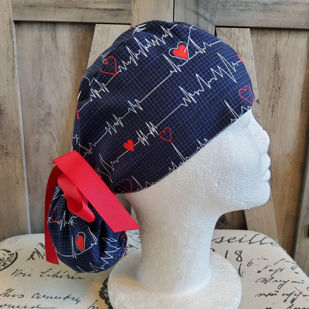 Cardiac Rythm Cap,blue Surgical Cap - Etsy