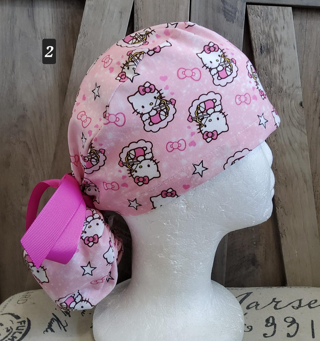 Character Ponytail Caps, Kitty Kats, Women's Ponytail Scrub Caps - Etsy