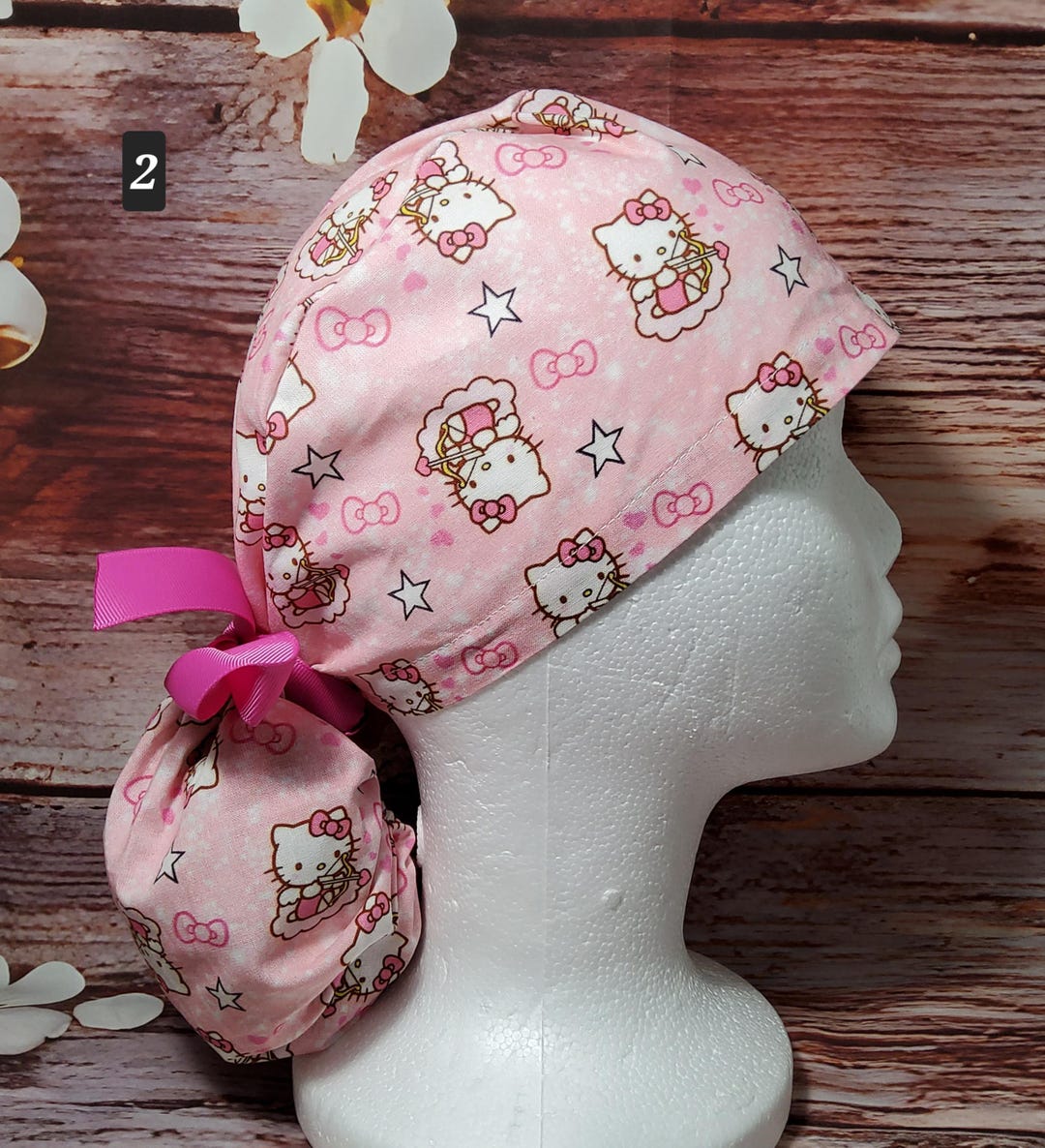 Character Ponytail Caps, Kitty Kats, Women's Ponytail Scrub Caps - Etsy
