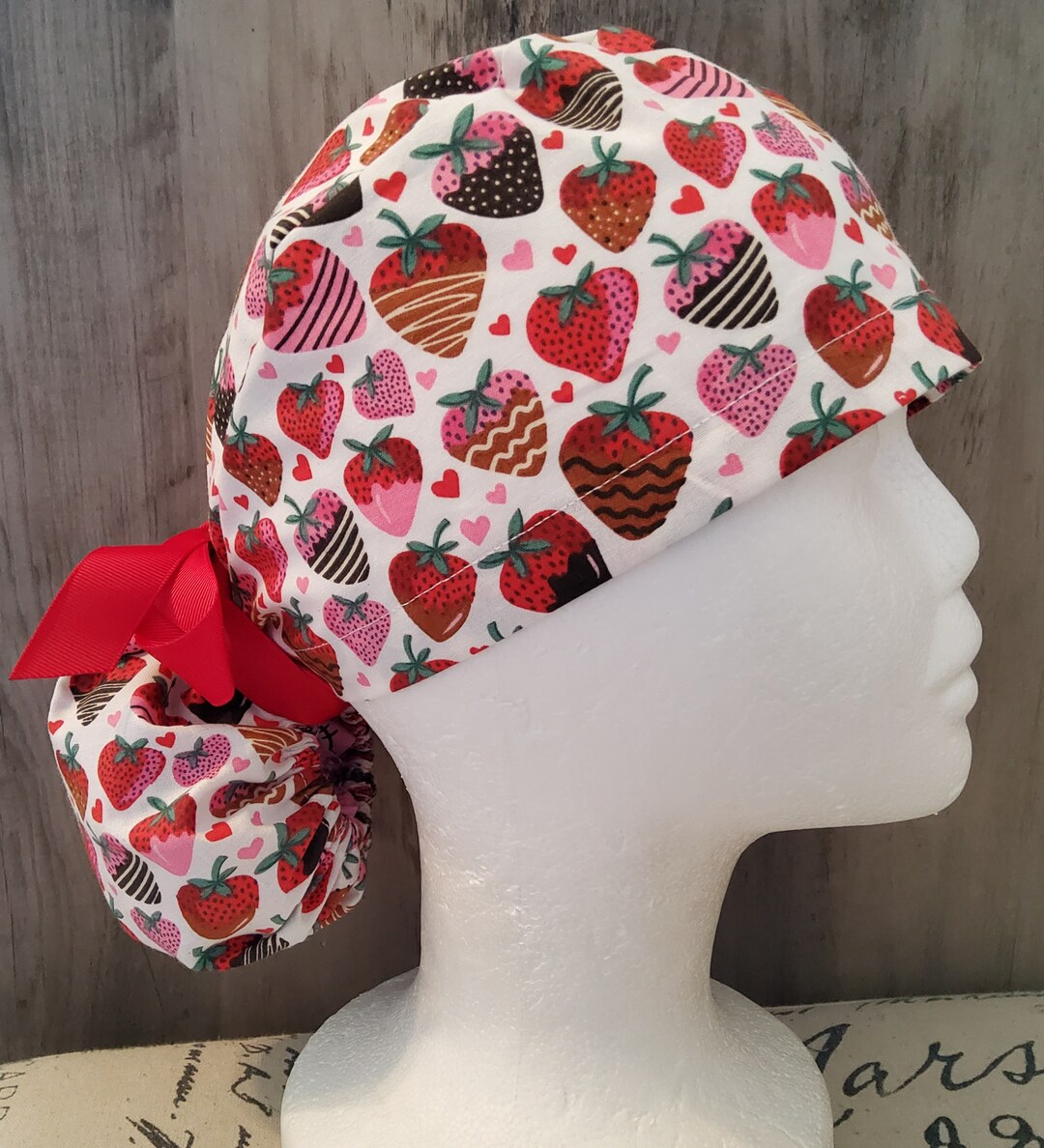 Valentine Chocolate Covered Strawberries Surgical Caps - Etsy