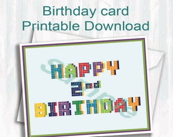 PixelBirthday cardHappy 6th BirthdayDigital download | Etsy
