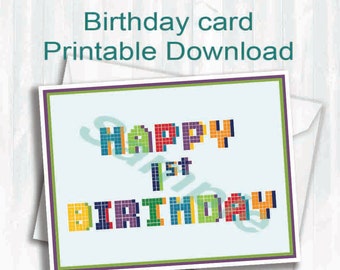 PixelBirthday cardHappy 6th BirthdayDigital download | Etsy
