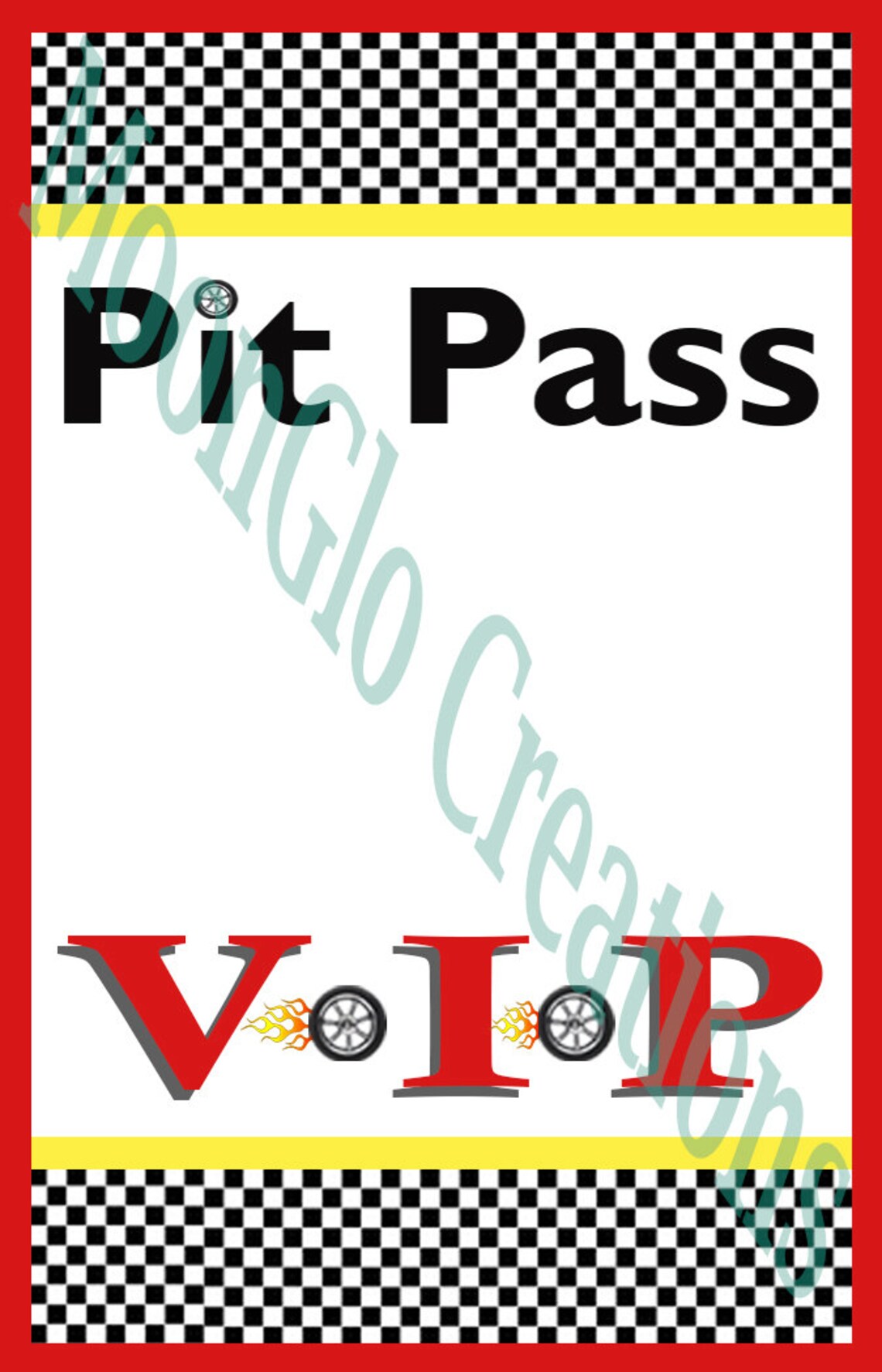 Race Car Theme V.I.P. Pit Pass . Birthday Party, Printable Download ...