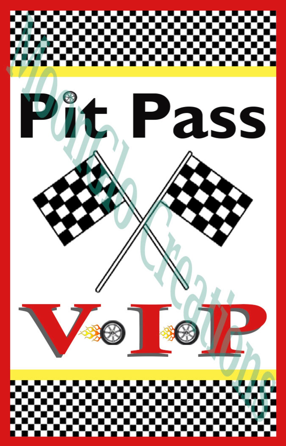 Race Car Theme V.I.P. Pit Pass . Birthday Party Printable - Etsy