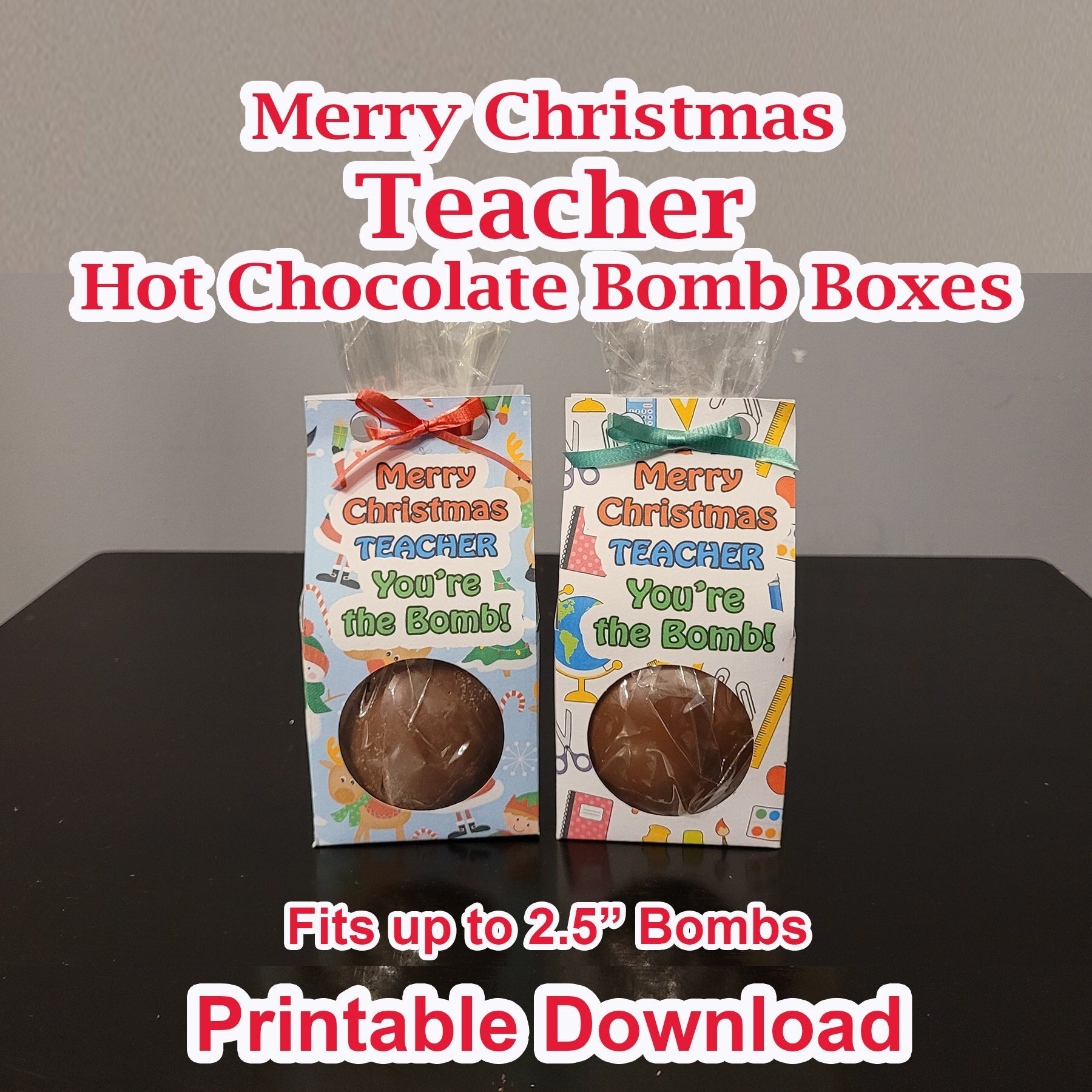 Hot Chocolate Bomb Boxes Printable Download Christmas DIY | Etsy