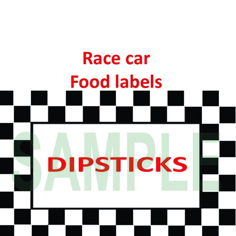 Race Car Theme, Food Labels. Birthday Party, Printable Download ...