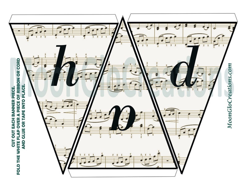 Sheet Music, Musical Note, 'happy Birthday' Banner, Printable Download ...