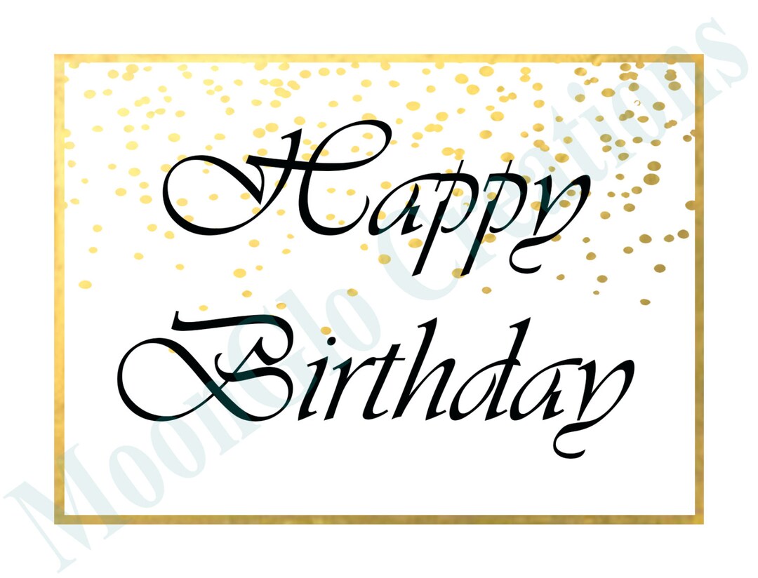 Birthday Card,happy Birthday, Printable Download, Gold Confetti With ...