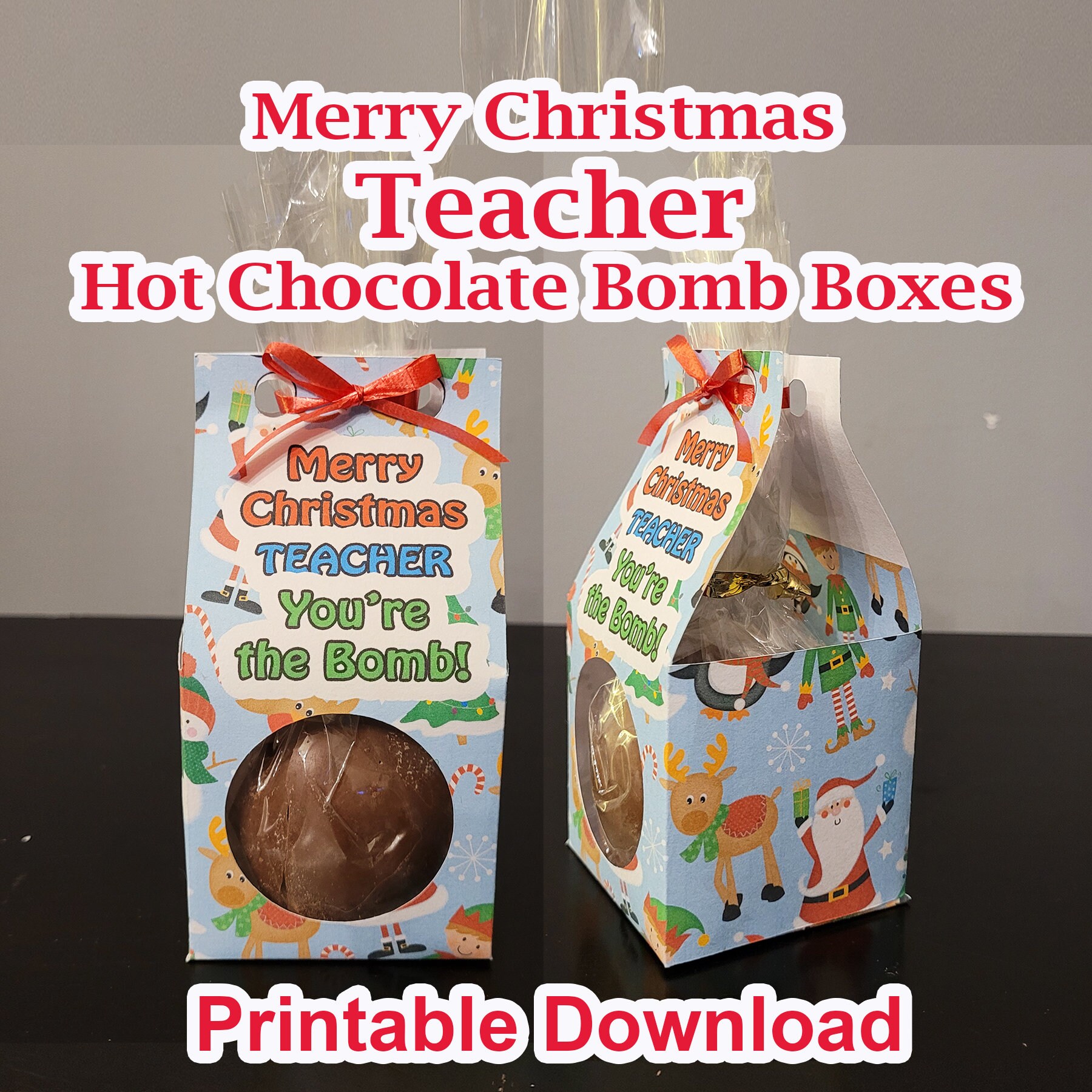 Hot Chocolate Bomb Boxes, Printable Download, Christmas, DIY, Packaging ...