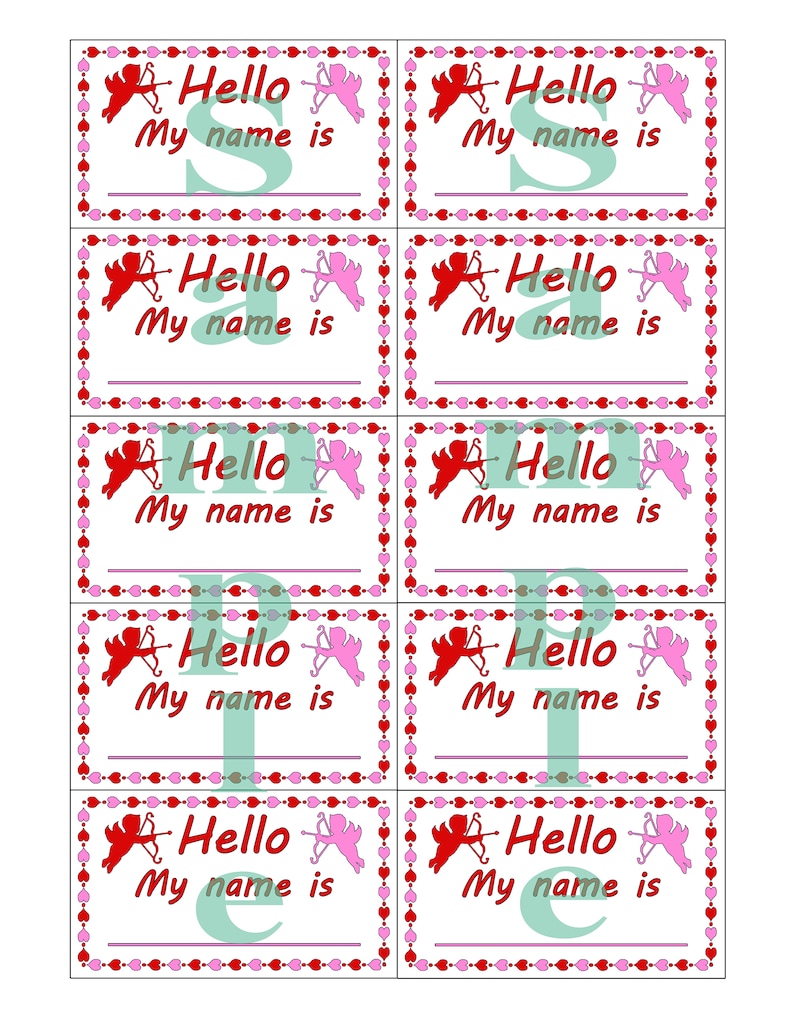 What's Your Valentine's Day Name, 8" X 10". With Name Tags. Printable ...