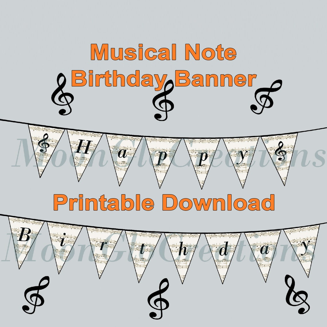 Sheet Music, Musical Note, 'happy Birthday' Banner, Printable Download ...