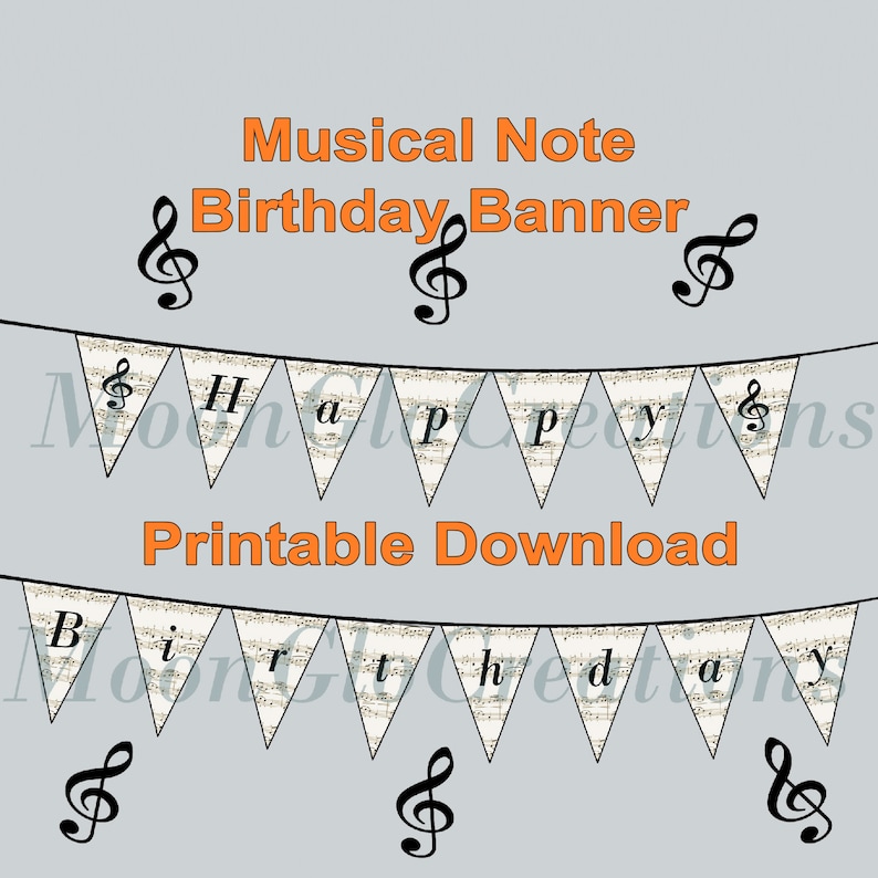 Sheet Music, Musical Note, 'happy Birthday' Banner, Printable Download ...