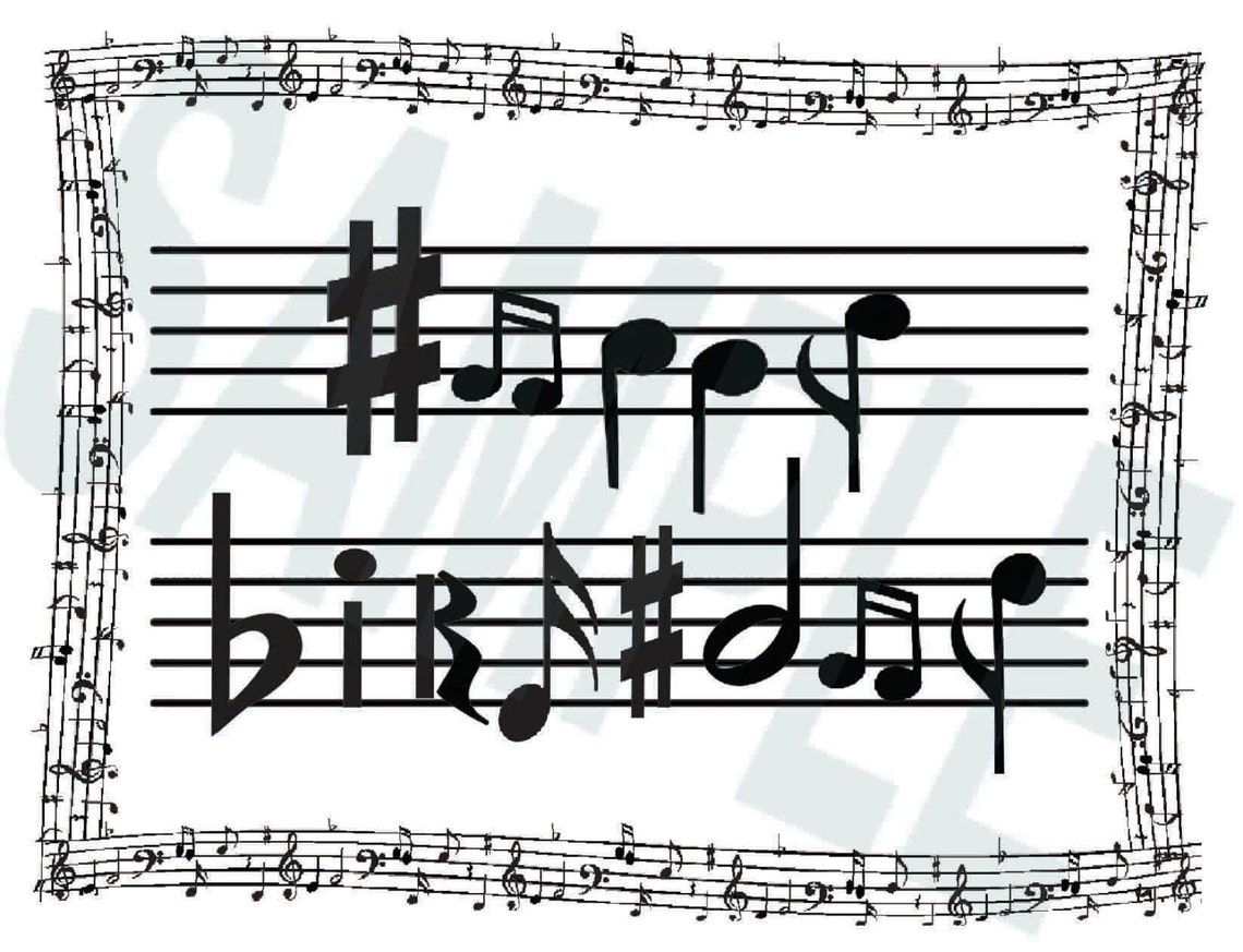 Sheet Music Birthday Card,digital Download,musical Notes, Happy ...