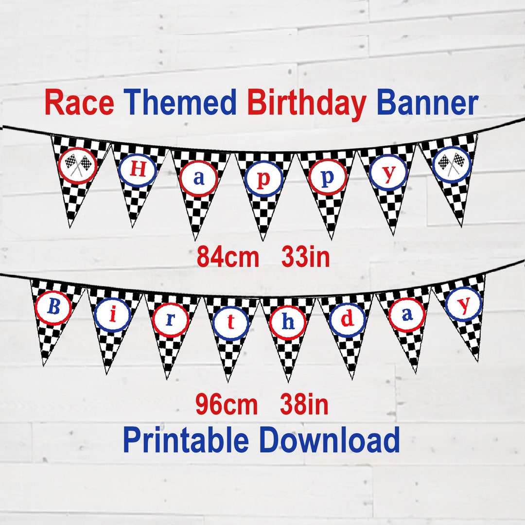 Race Car Theme 'happy Birthday' Banner. Birthday Party, Printable ...