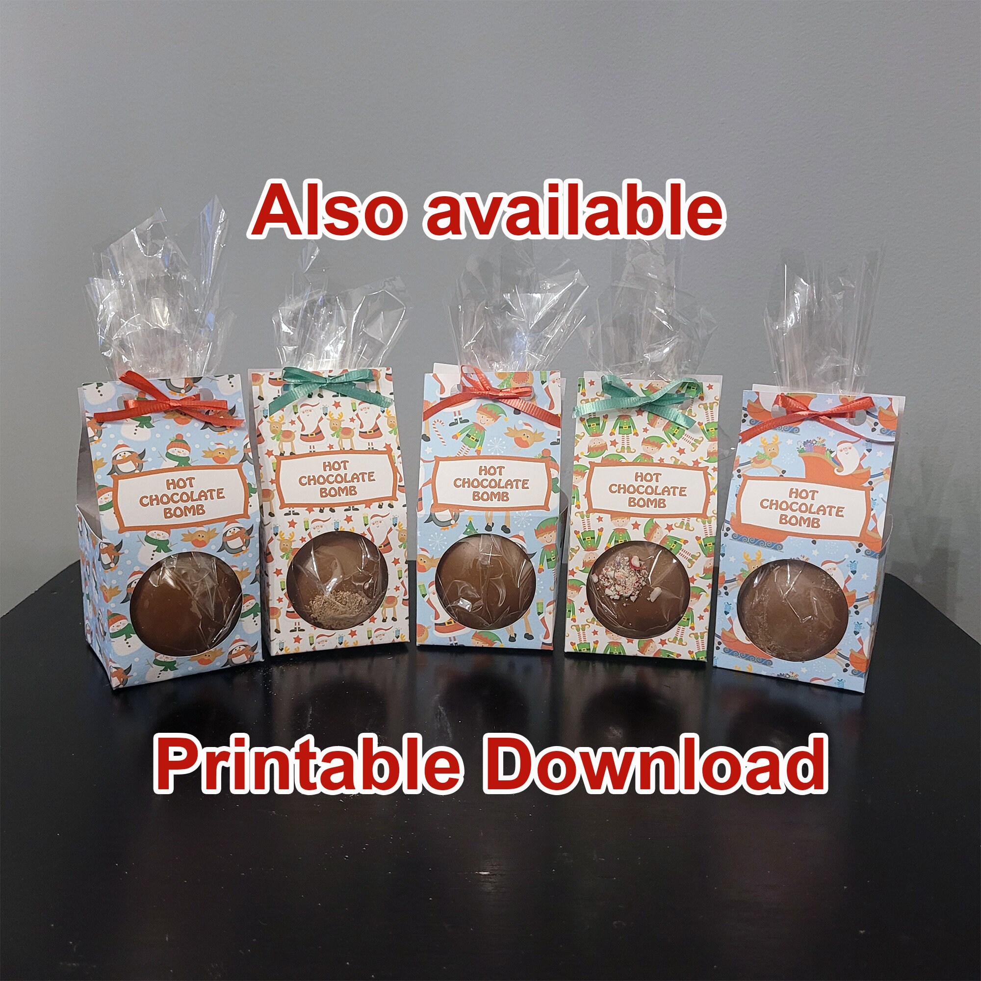 Hot Chocolate Bomb Boxes, Printable Download, Christmas, DIY, Packaging ...