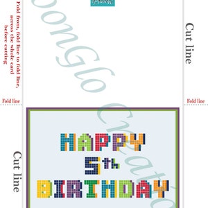 Pixel,birthday Card,happy 5th Birthday,digital Download - Etsy Canada