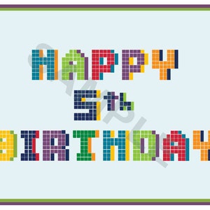 Pixel,birthday Card,happy 5th Birthday,digital Download - Etsy Canada