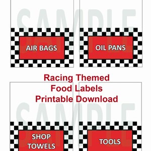 Race Car Theme, Food Labels. Birthday Party, Printable Download ...