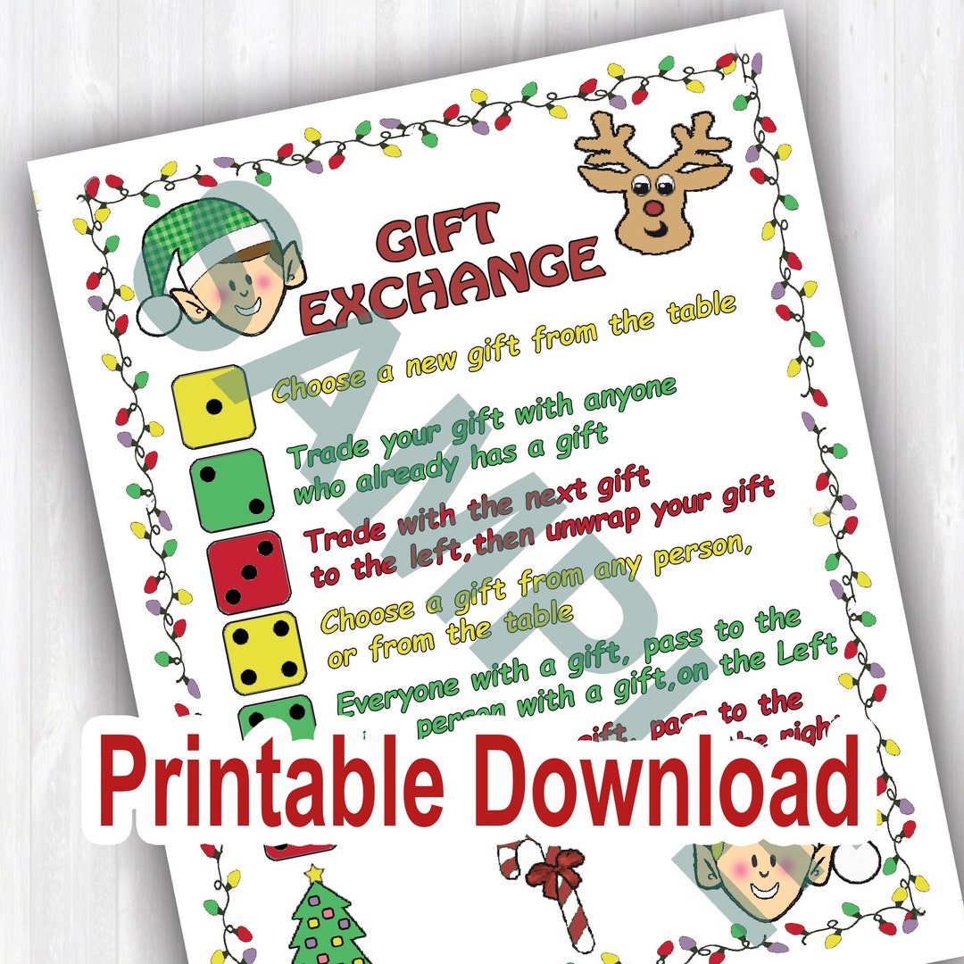 Gift Exchange Game, 8" X 10" . Printable Download, Christmas Party ...