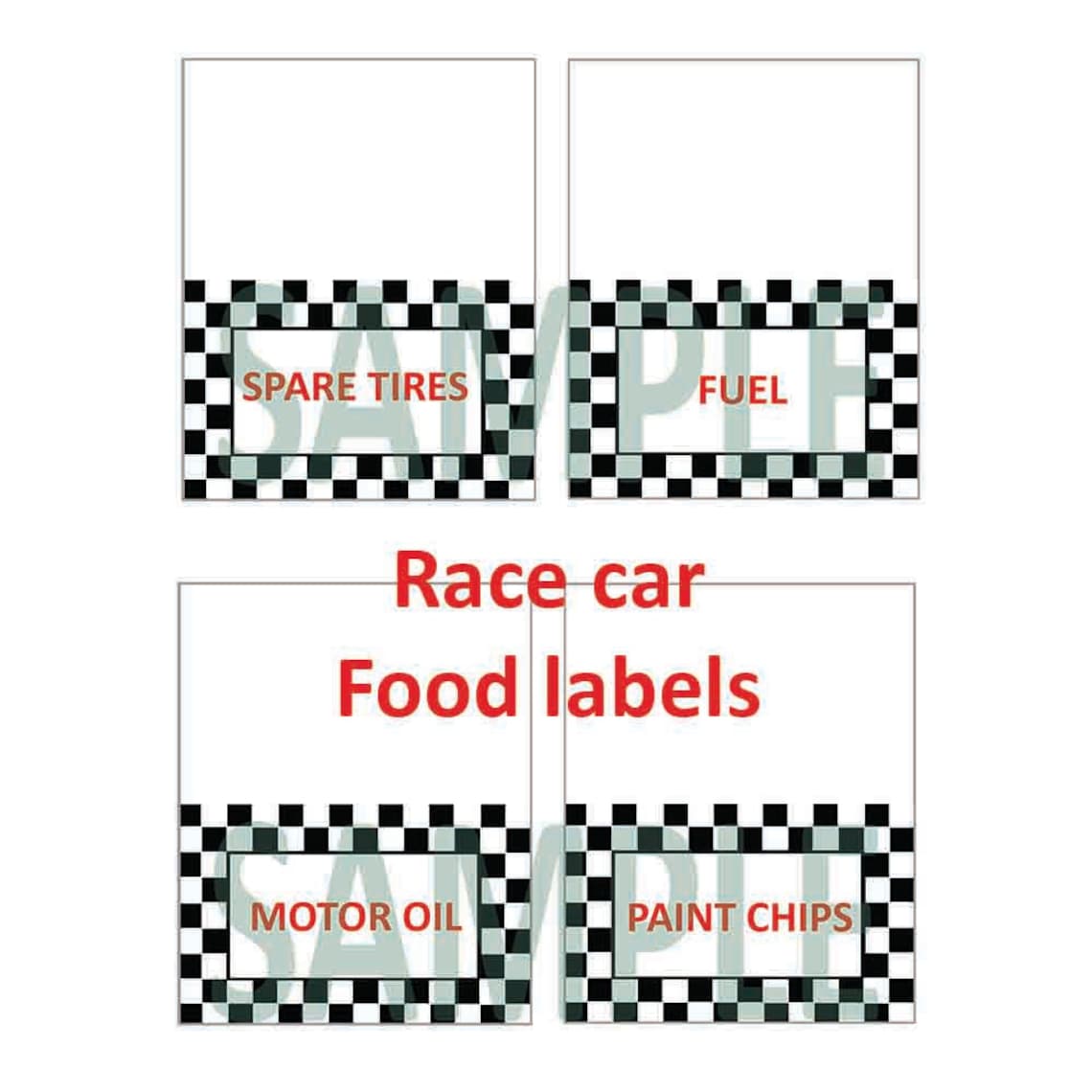 Race Car Theme, Food Labels. Birthday Party, Printable Download ...