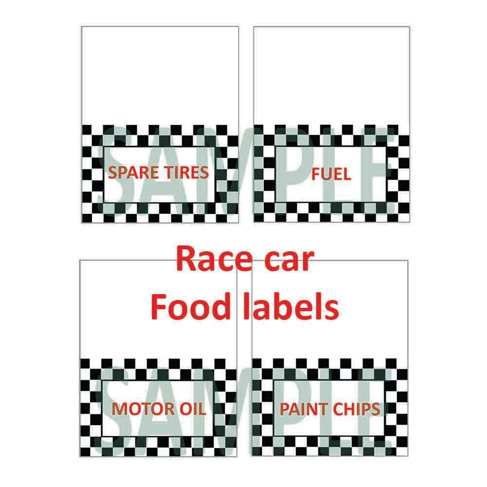 Race Car Theme, Food Labels. Birthday Party, Printable Download ...