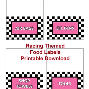 Race Car Theme, Pink, Food Labels. Birthday Party, Printable Download ...