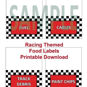 Race Car Theme, Food Labels. Birthday Party, Printable Download ...