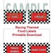 Race Car Theme, Food Labels. Birthday Party, Printable Download ...