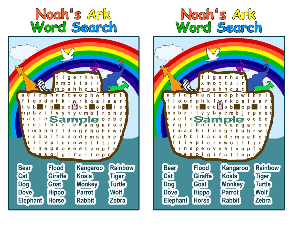 Noah's Ark Word Search Puzzle Instant Digital Download | Etsy