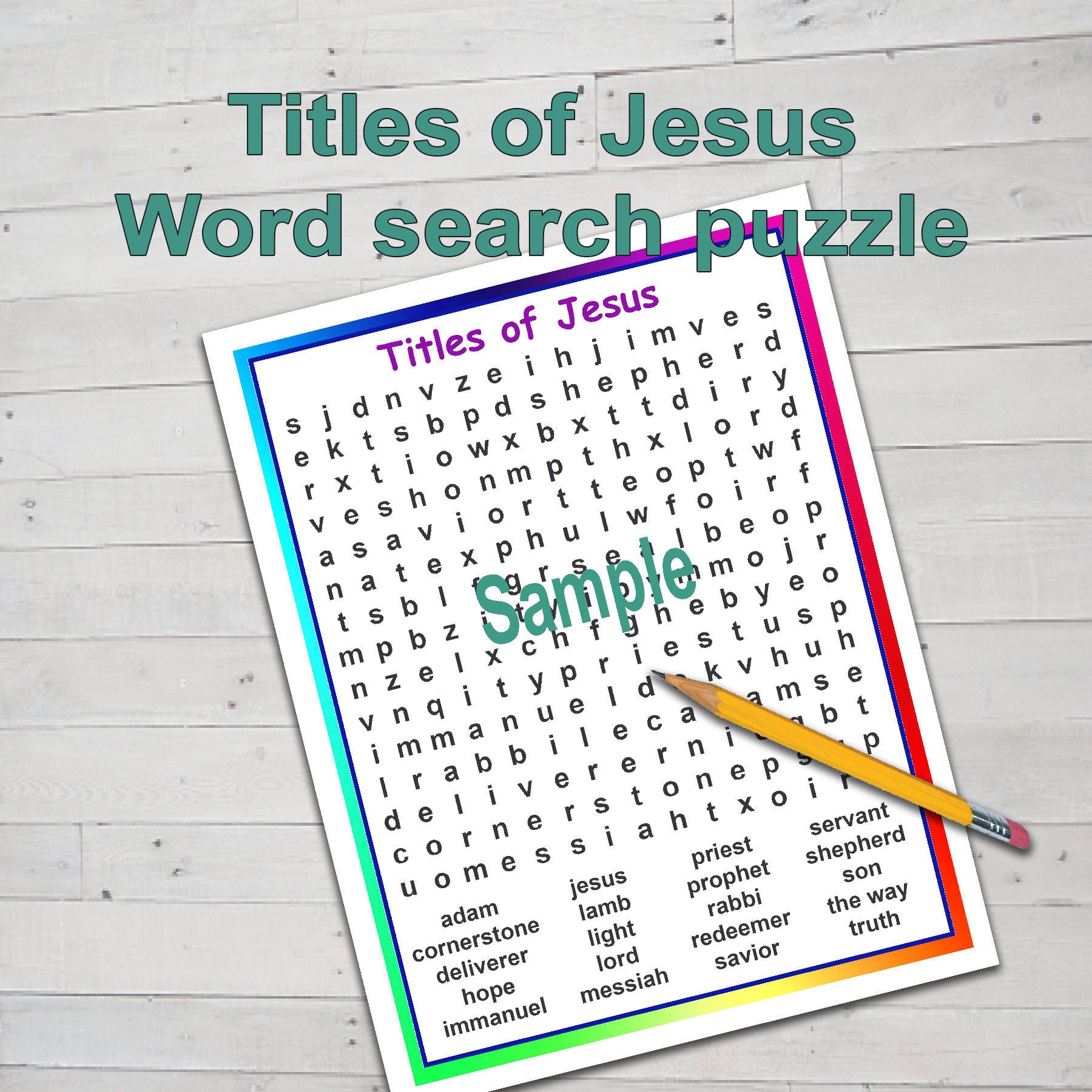 Titles of Jesus Word search puzzle Instant digital download | Etsy