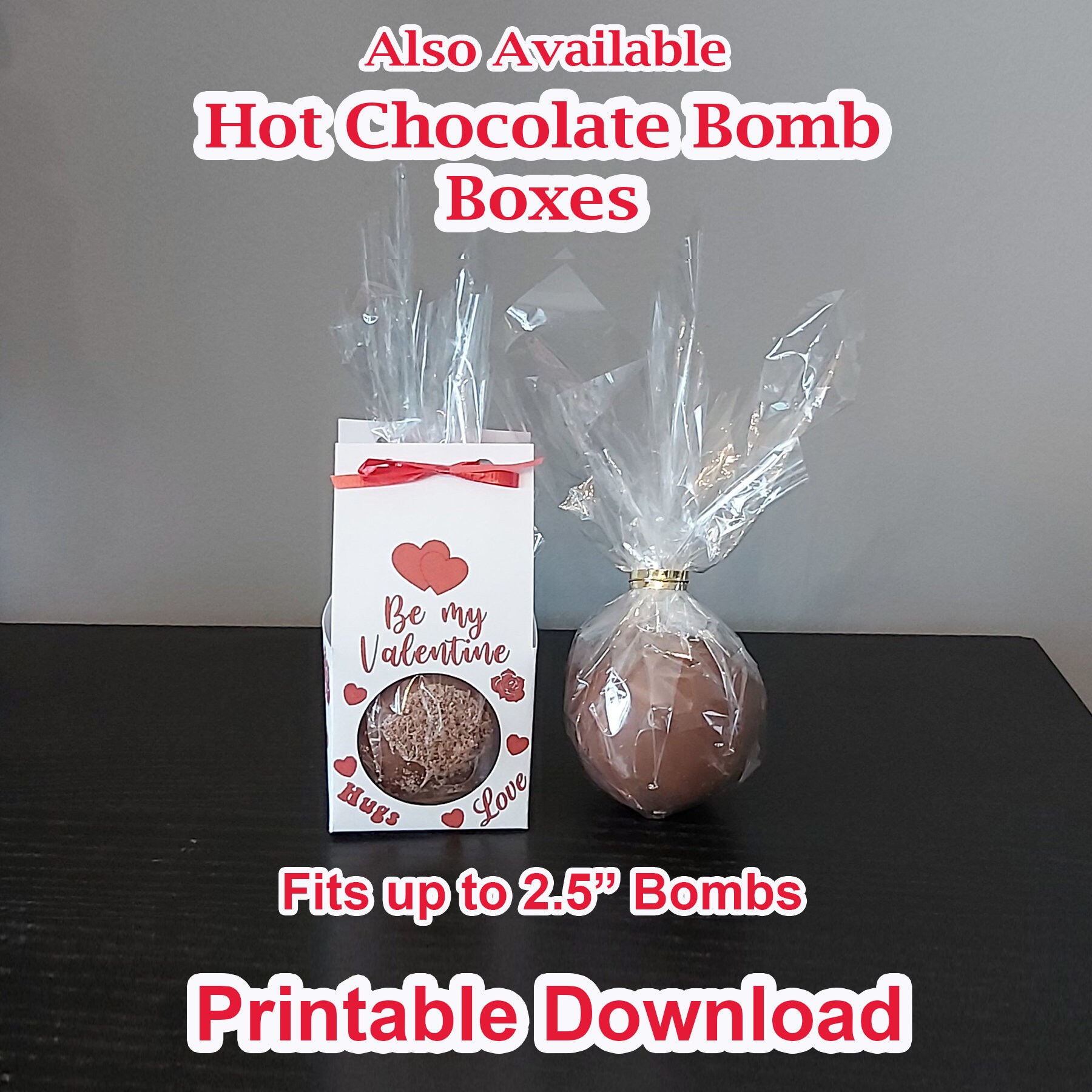Hot Chocolate Bomb Boxes, Printable Download, Valentine's Day, Hearts ...