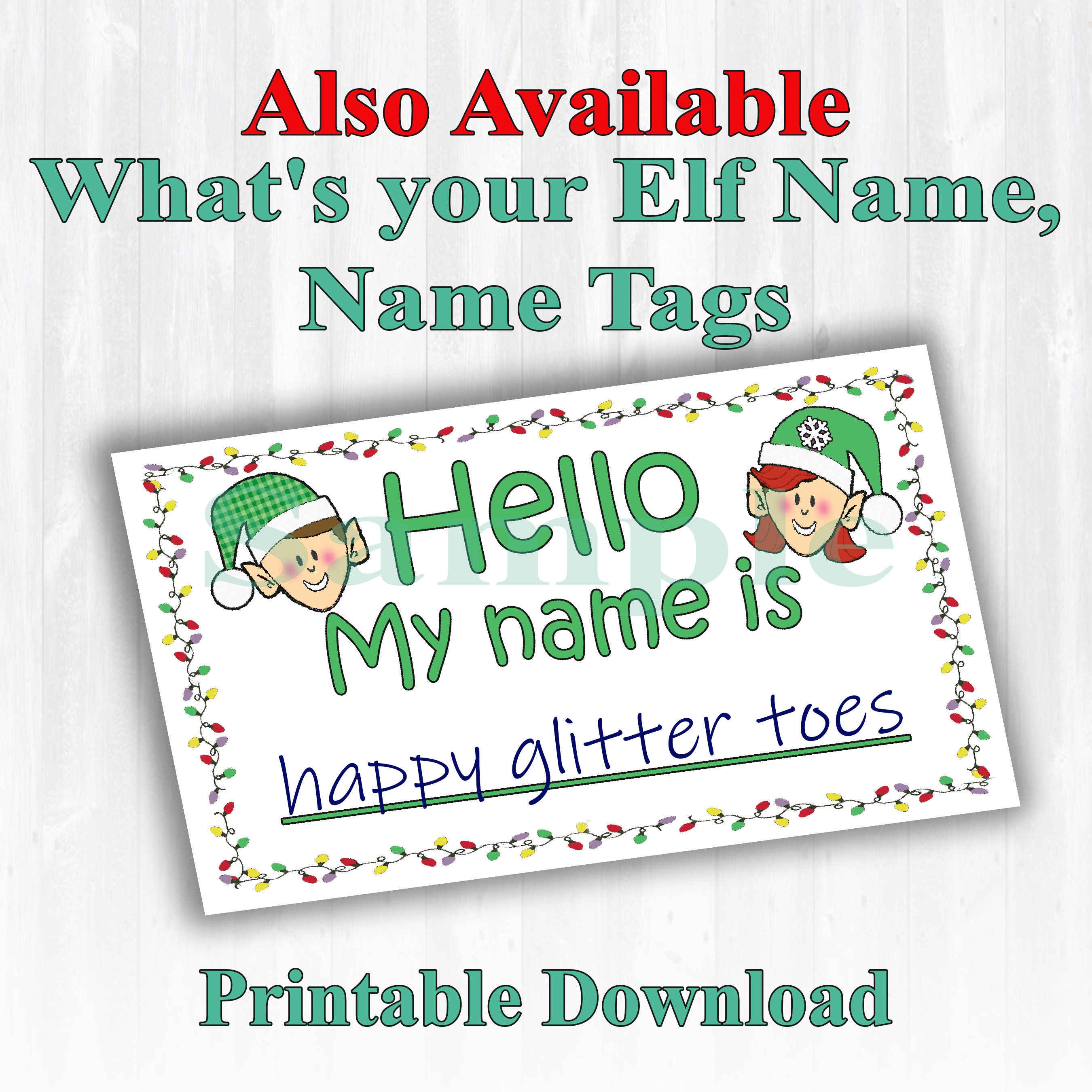 What's Your Elf Name, 8" X 10" . Printable Download, Christmas Party ...