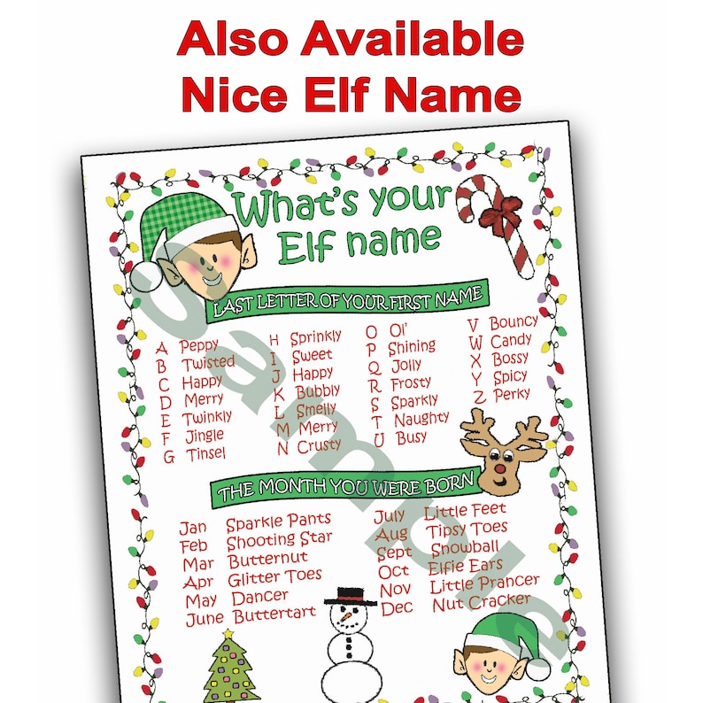What's Your Naughty Elf Name 8 X 10 . - Etsy Canada