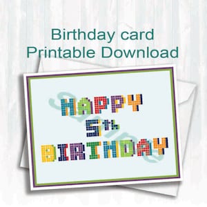 Pixel,birthday Card,happy 5th Birthday,digital Download - Etsy Canada