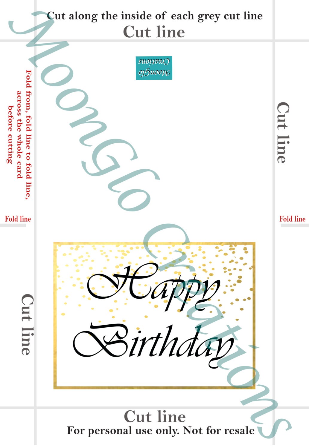 Birthday Card,happy Birthday, Printable Download, Gold Confetti With ...