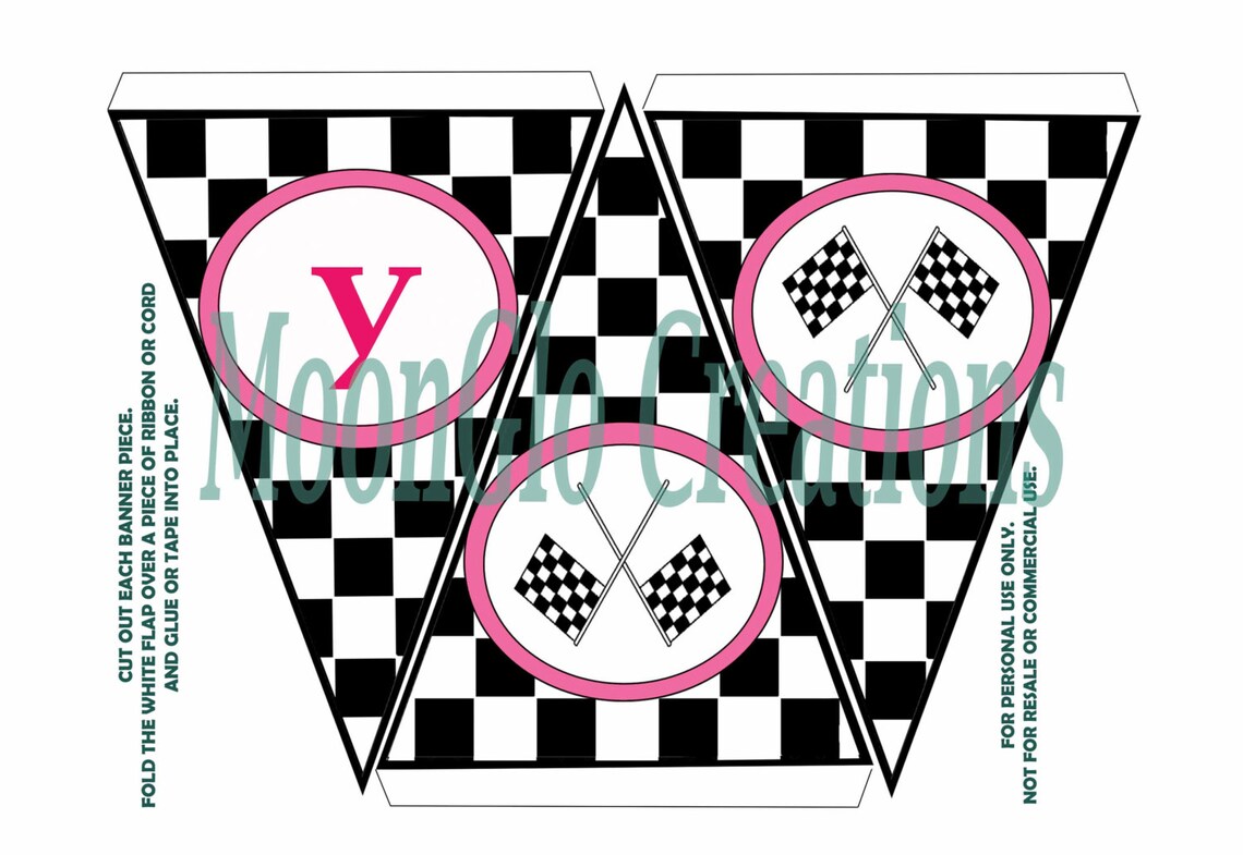 Custom Name Pink Race Car Theme 'happy Birthday' - Etsy