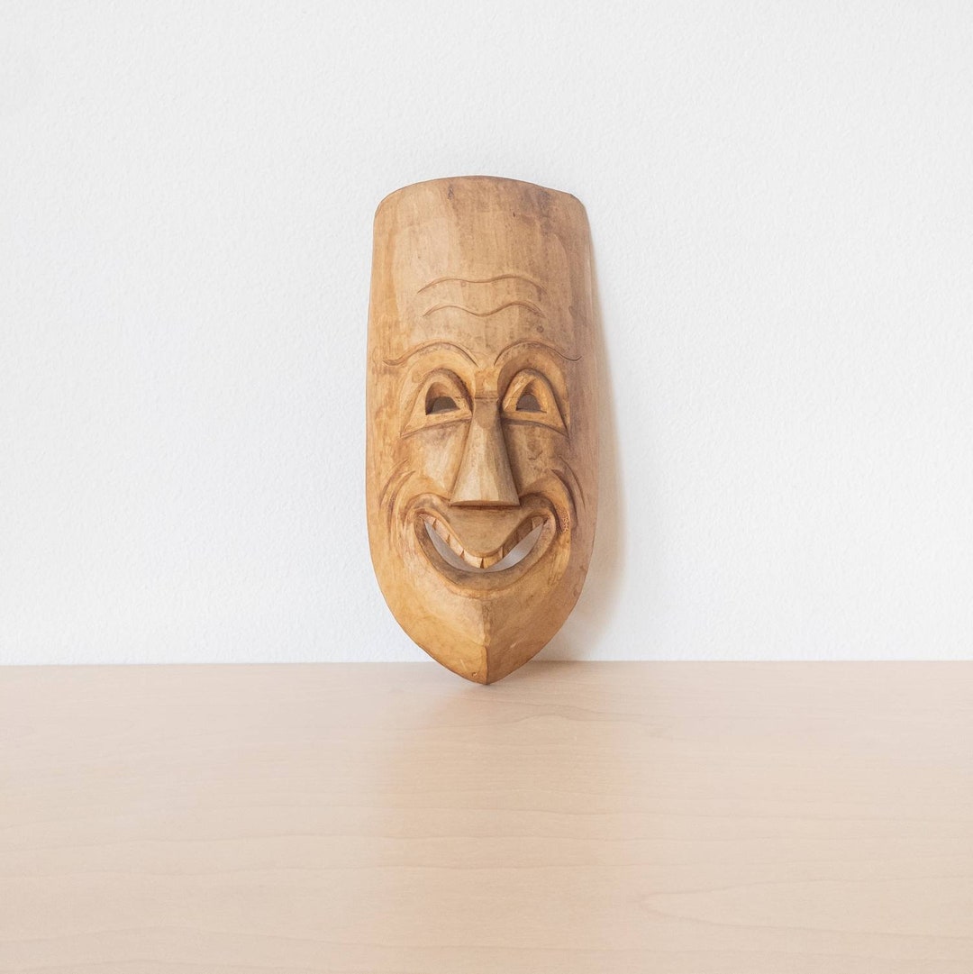 Vintage Hand Carved Wooden Mask - Etsy
