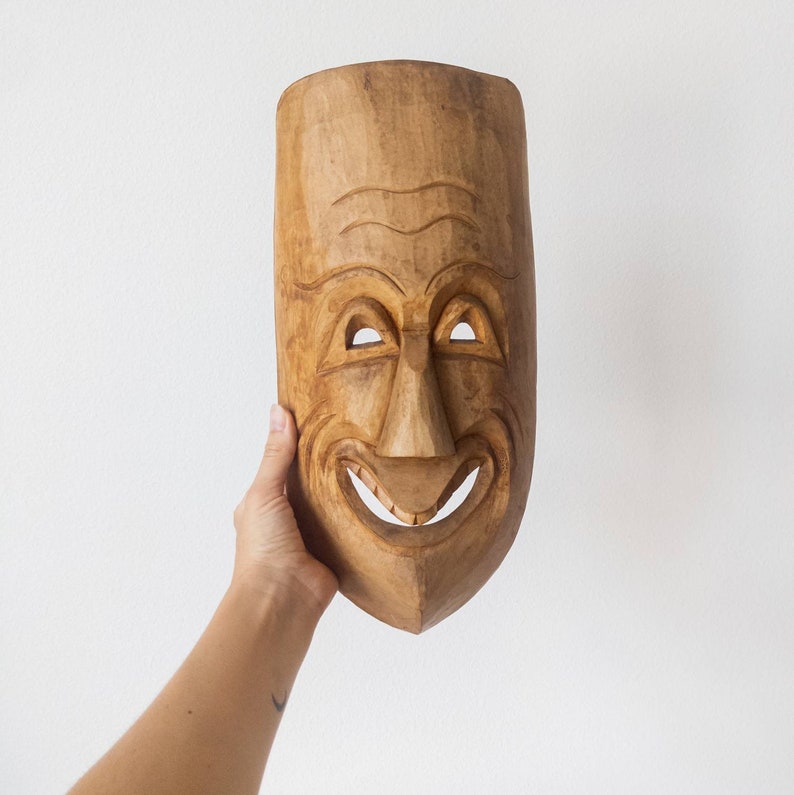 Vintage Hand Carved Wooden Mask - Etsy