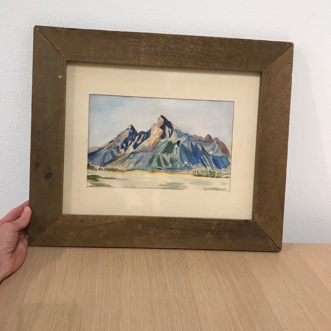 Vintage Framed Mountain Landscape Painting by M. Sullivan // Mid ...
