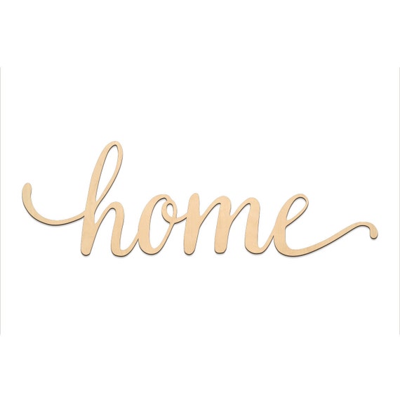 Home Script Word Wood Sign Wooden Words Sign Art Rustic - Etsy