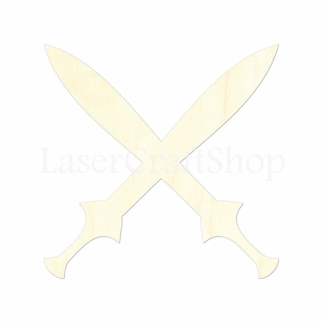 2" - 34" Crossed Swords Wooden Cutout Shape, Silhouette, Gift Tags ...
