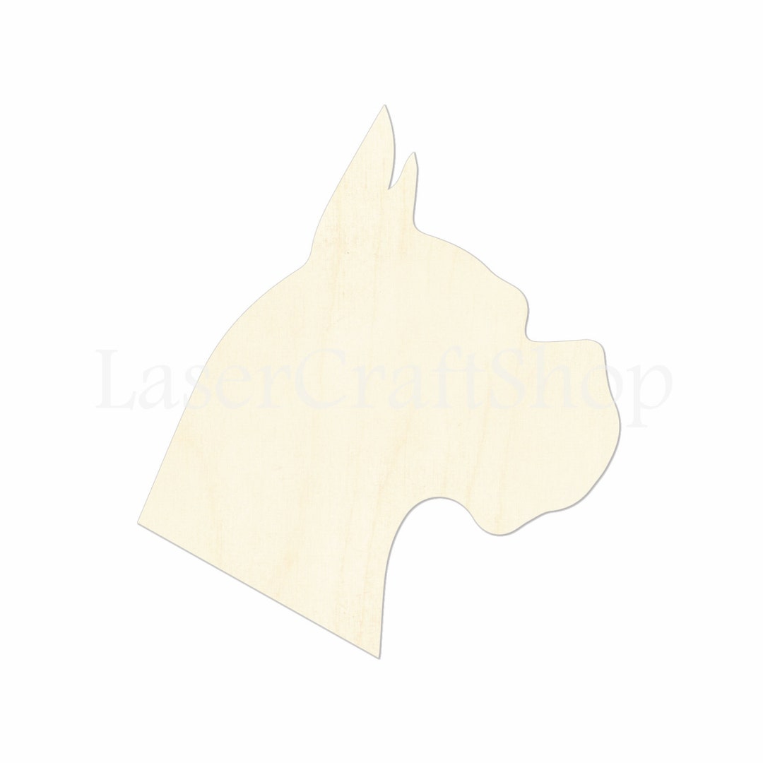 2" - 34" Boxer Dog Head Wooden Cutout Shape, Silhouette, Gift Tags ...