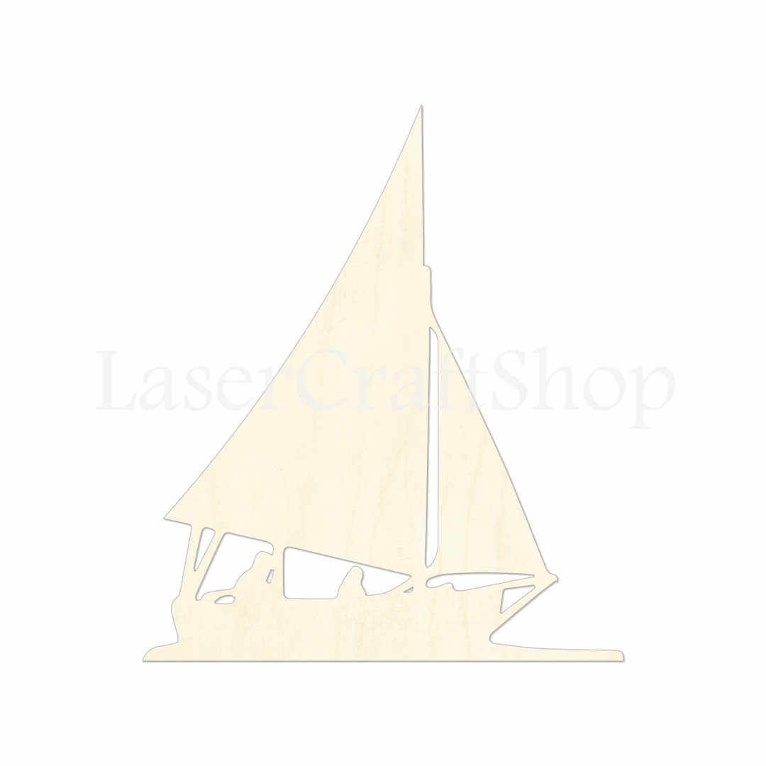 2" - 34" Sail Boat Ship Wooden Cutout Shape, Silhouette, Gift Tags ...