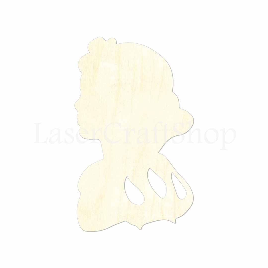 2" - 34" Princess Snow White Head Wooden Cutout Shape, Silhouette, Gift ...