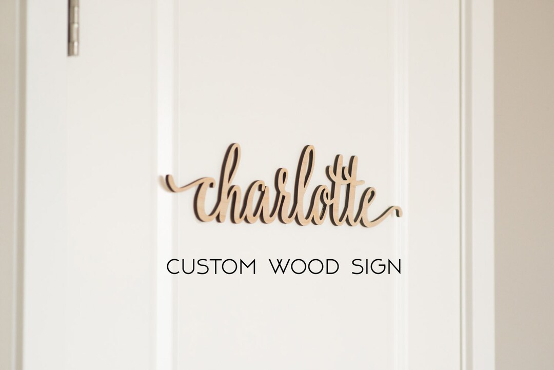 Custom Script Word, Personalized Wood Sign, Wooden Name, Rustic Cursive ...