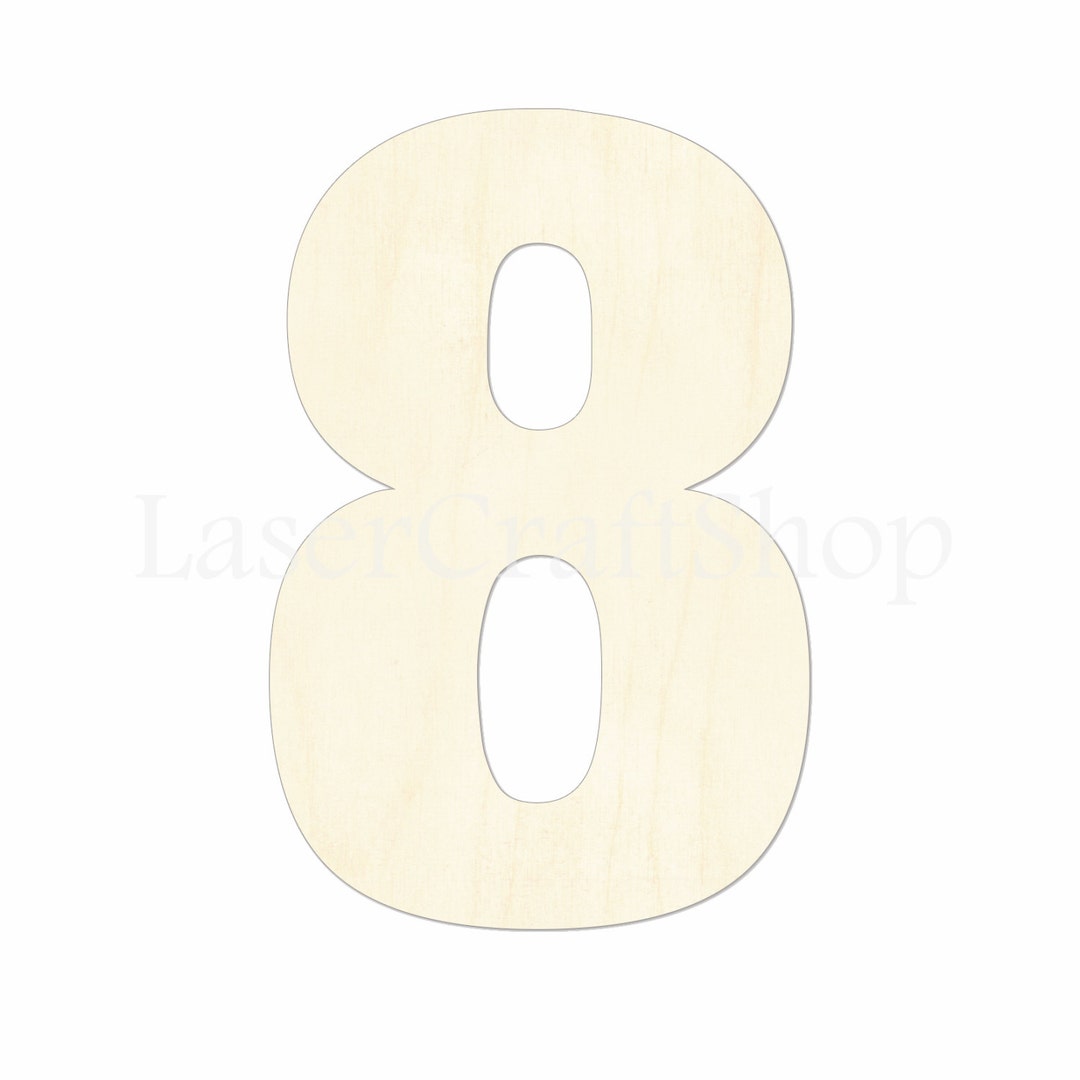 2" - 34" Wooden Number 8, Wood Number, # 8, Cutout Shape, Silhouette ...