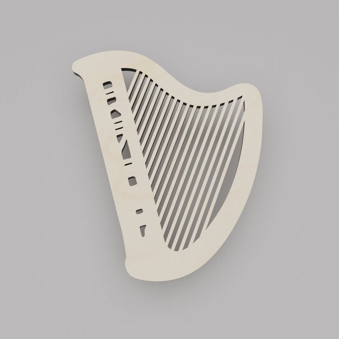2" - 34" Harp Wooden Cutout Shape, Silhouette, Gift Tags Ornaments ...