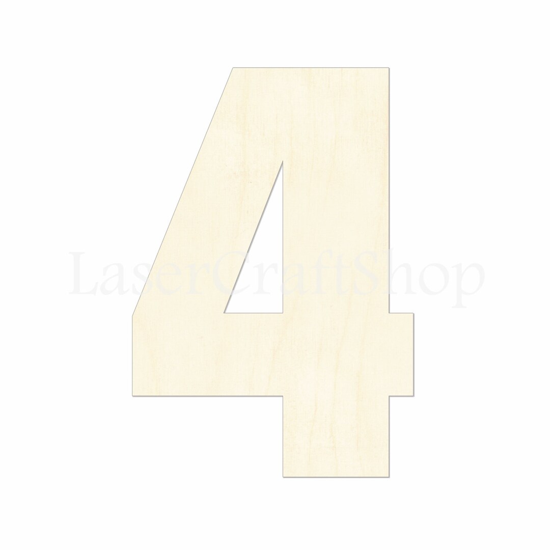 2" - 34" Wooden Number 4, Wood Number, # 4, Cutout Shape, Silhouette ...