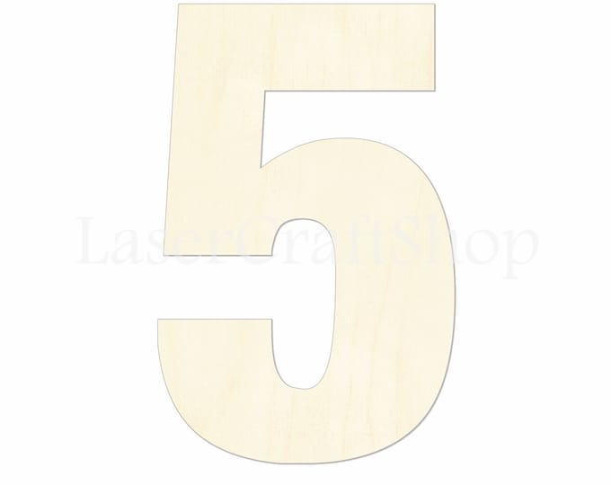2" - 34" Wooden Number 5, Wood Number, # 5, Cutout Shape, Silhouette ...