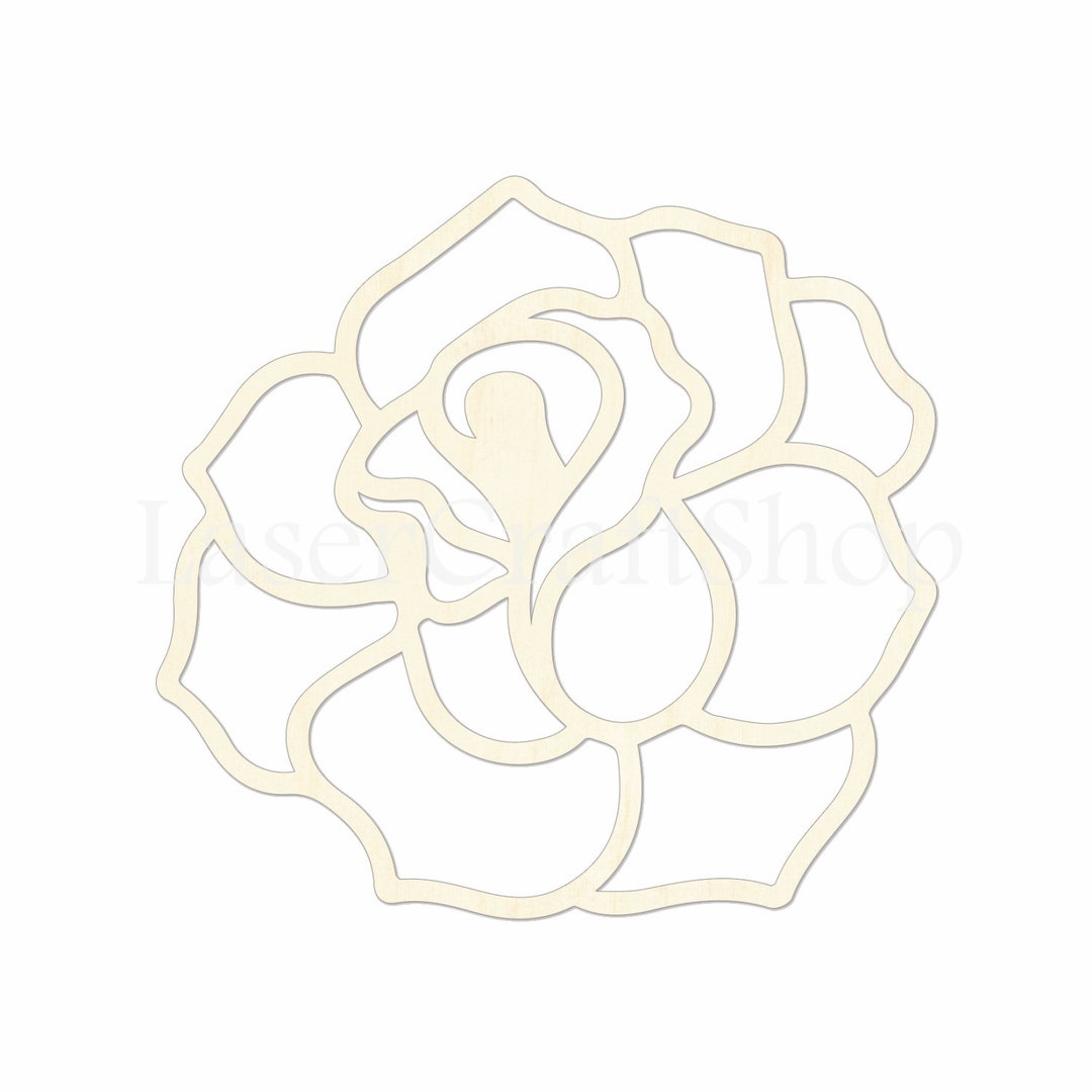 2" - 34" Flower Rose Wooden Cutout Shape, Silhouette, Gift Tags ...
